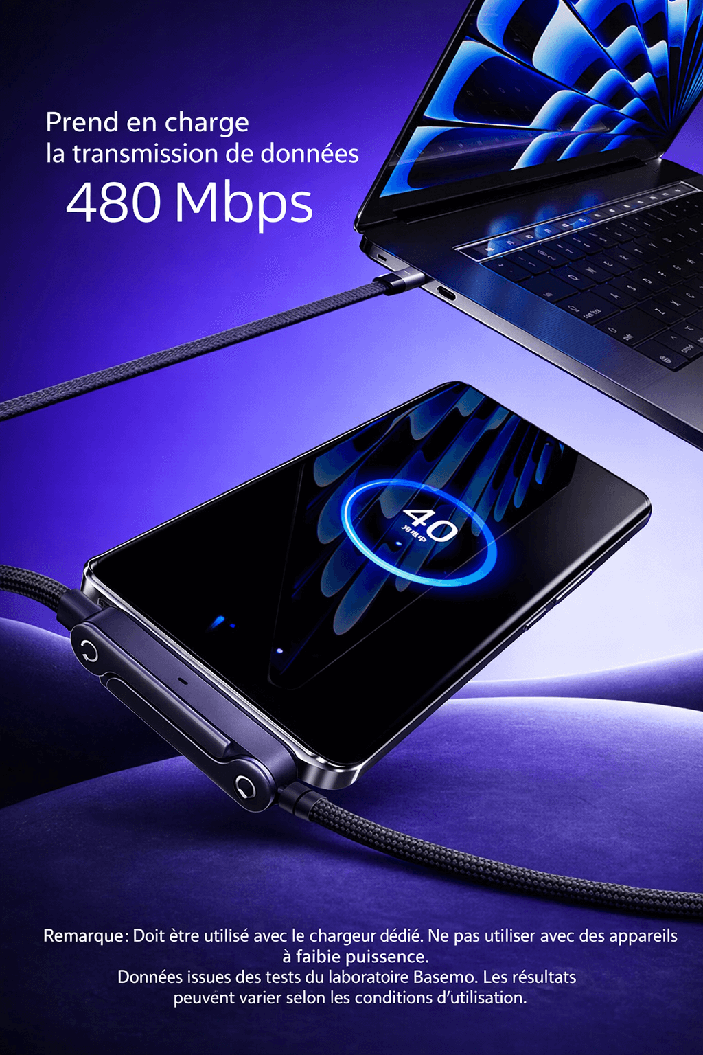 CHARGEUR CABLE INVISIBLE 2-EN-1 AVEC SUPPORT & CHARGEMENT ULTRA RAPIDE ...